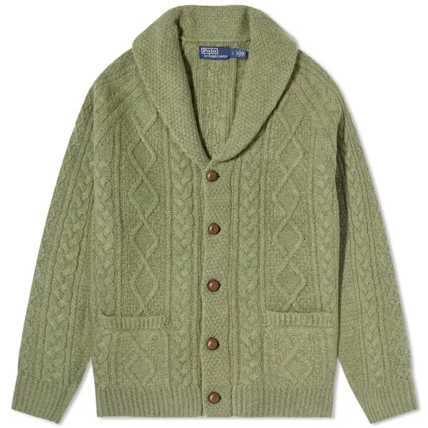 aran knit wool cashmere shawl cardigan